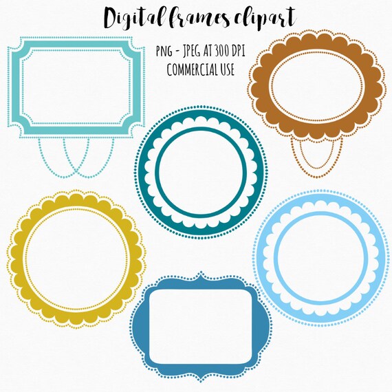 Frames Clipart Round Frames Round Scallop Frame Clipart | Etsy