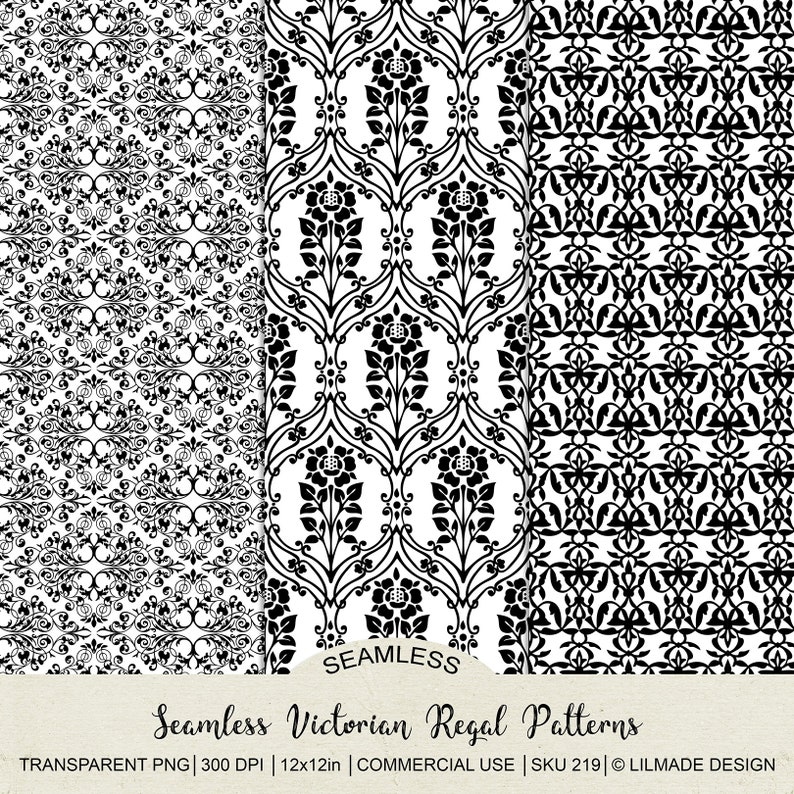Seamless Victorian Style Patterns, PNG Template, Seamless Shabby ...
