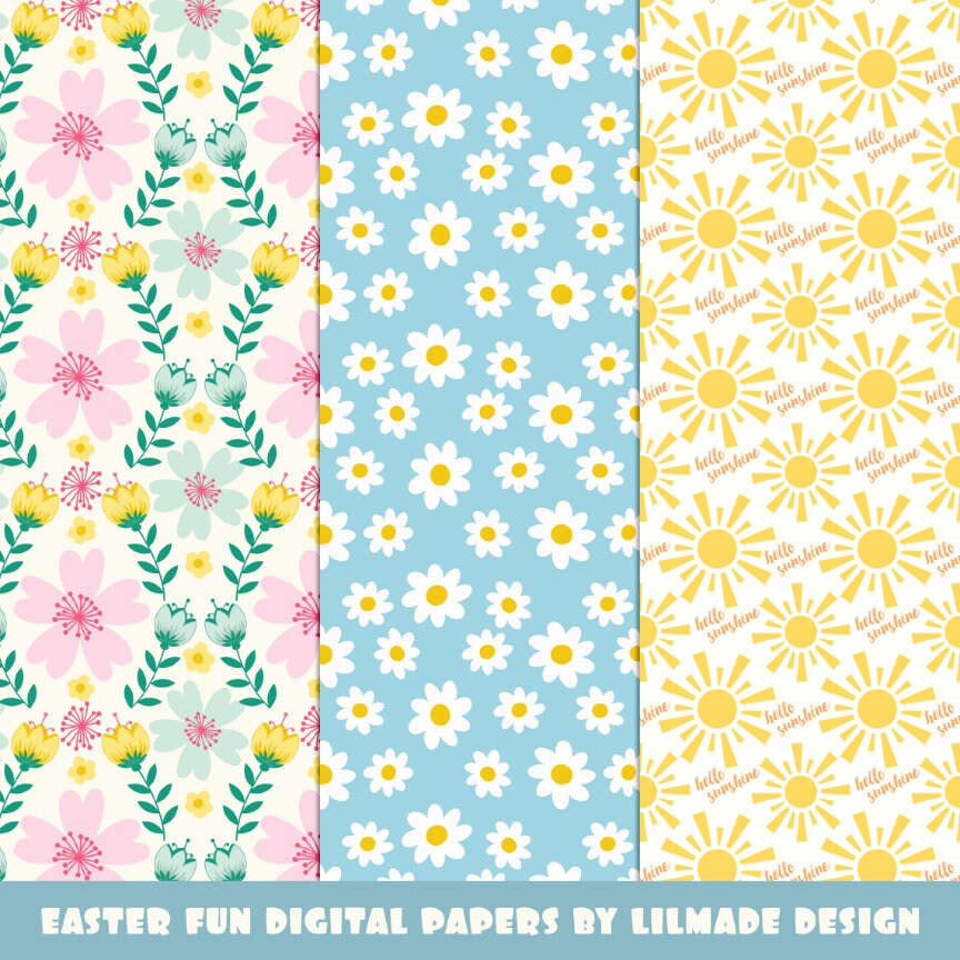Easter Digital Paper Featuring Cute Easter Bunny Cliparts - Etsy