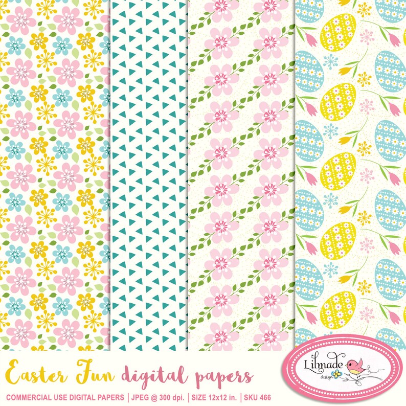 Easter Digital Papers Easter Bunny Easter Chick Easter - Etsy