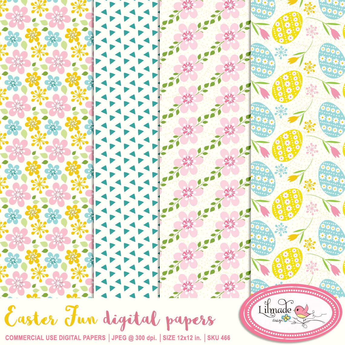 Easter digital papers Easter bunny Easter chick Easter | Etsy