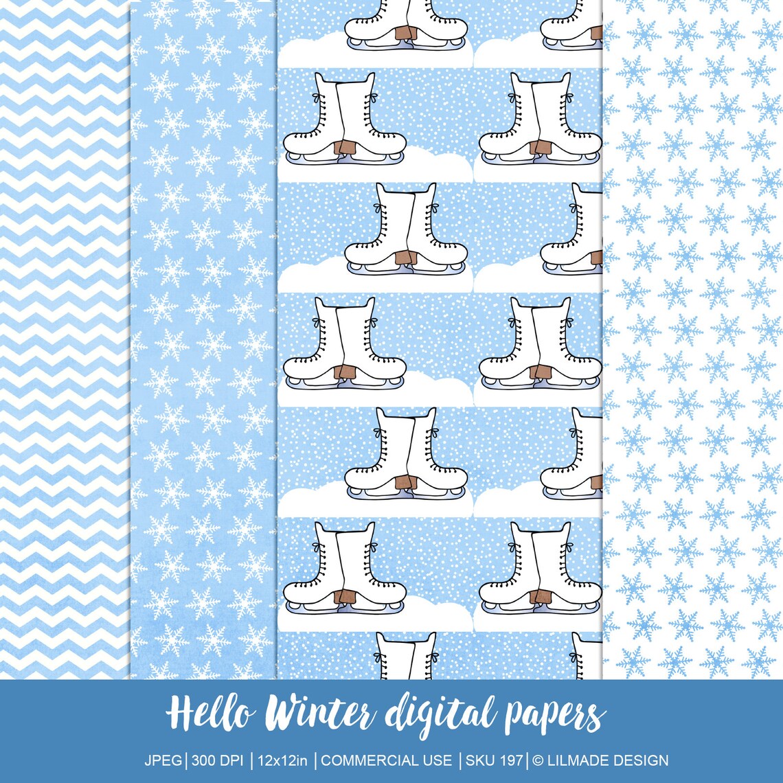 Winter Digital Paper Pack Snow Digital Paper Christmas - Etsy