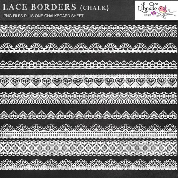 Lace chalkboard borders, digital lace, digital lace borders, lace ...