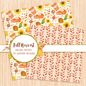 Watercolor Fall Digital Paper, Watercolor Autumn Digital Paper, Fall ...