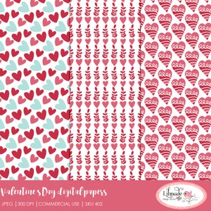 Valentine Digital Paper, Valentine Scrapbook Paper, Valentine Hearts ...