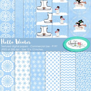 Winter digital paper pack snow digital paper Christmas | Etsy