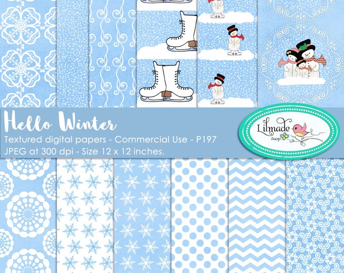 Winter Digital Paper Pack Snow Digital Paper Christmas | Etsy