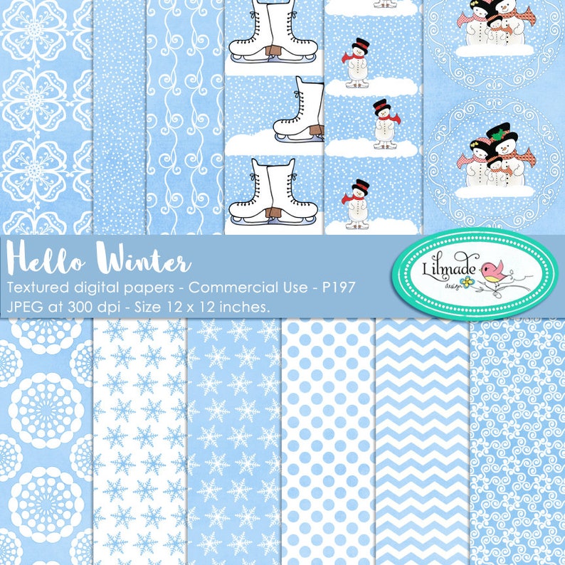 Winter digital paper pack snow digital paper Christmas | Etsy