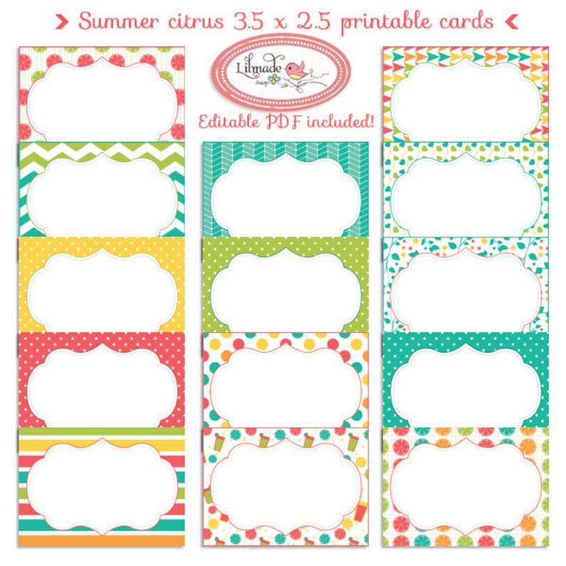 Digital Printable Labels, Digital Printable Cards, 3.5 X 2.5 Inch Cards ...