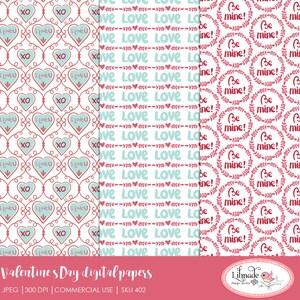 Valentine Digital Paper, Valentine Scrapbook Paper, Valentine Hearts ...