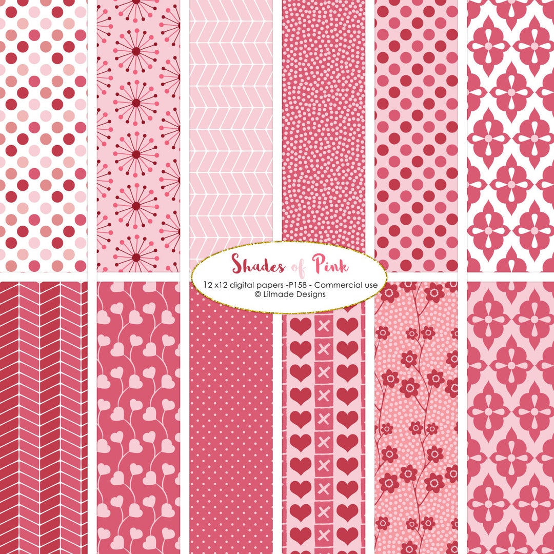 Valentine's Day Inspired Digital Paper, Shades of Pink Digital Paper ...