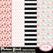 Floral Modern Digital Paper, Black and White Digital Papers, Horizontal ...