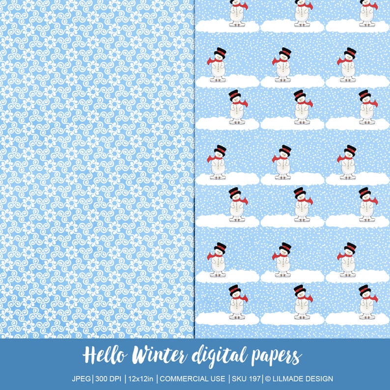 Winter Digital Paper Pack Snow Digital Paper Christmas - Etsy