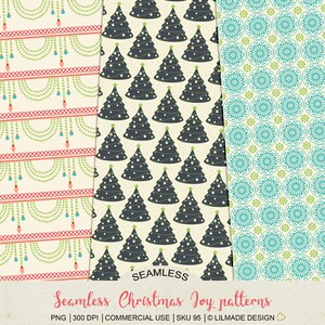 Seamless Christmas Digital Paper Pack, Holiday Patterns (JPEG) - Etsy