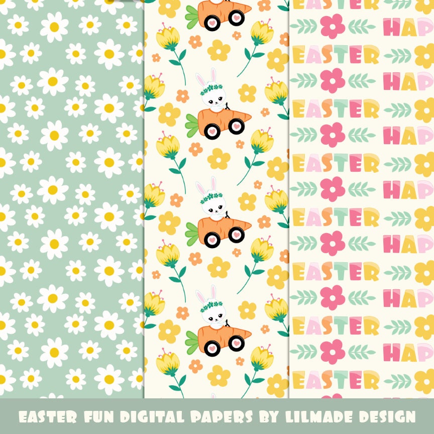 Easter Digital Paper Featuring Cute Easter Bunny Cliparts - Etsy