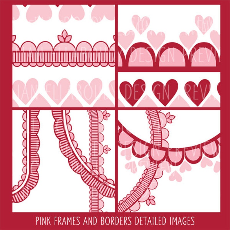 Valentine Digital Frames, Frame Clipart, Valentine Border Clipart ...