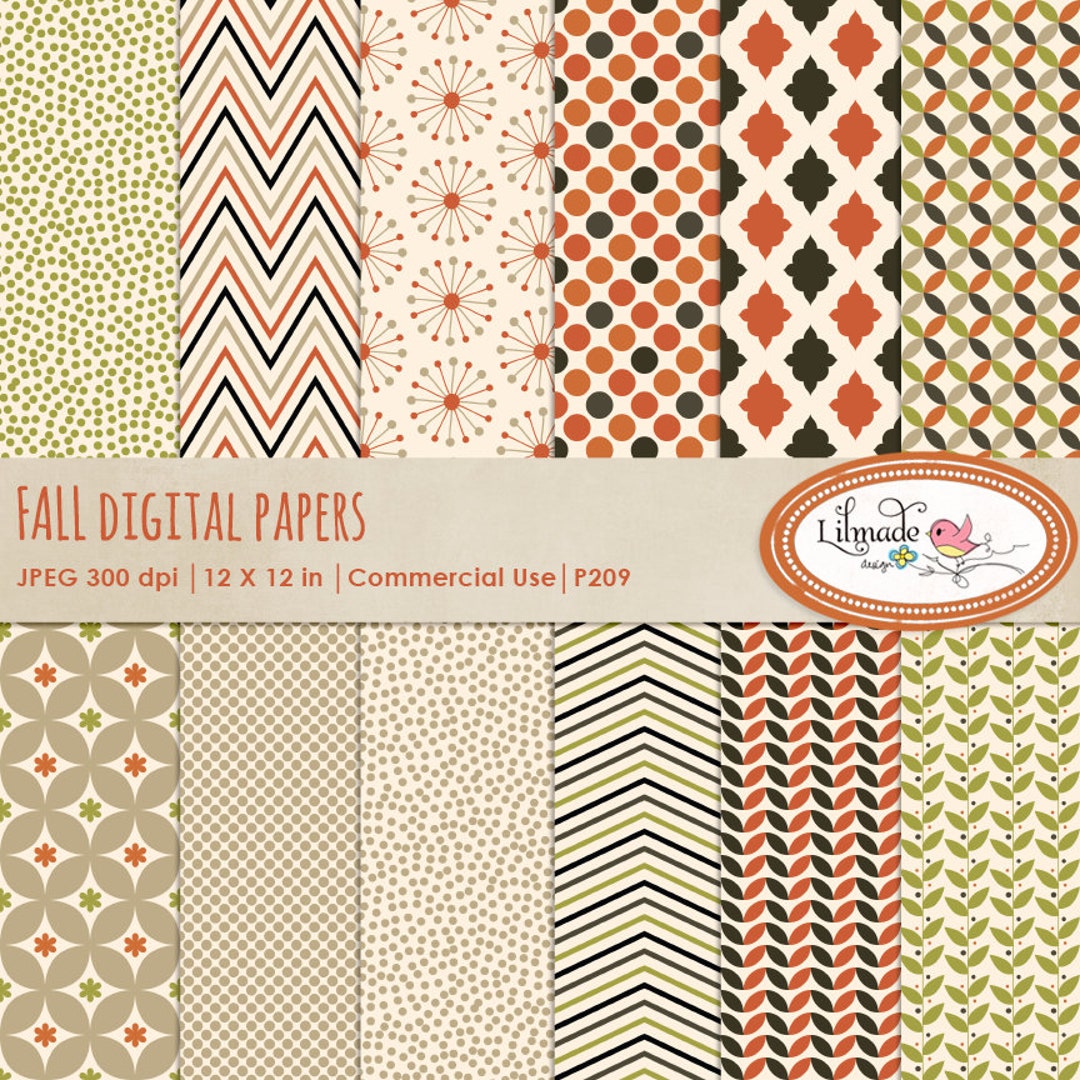 Fall Digital Paper, Autumn Digital Paper, Earthy Colors, Scrapbook ...