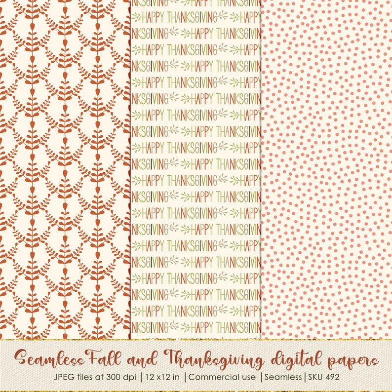 Seamless Folk Fall Digital Paper, Thanksgiving Paper, Fall Harvest ...