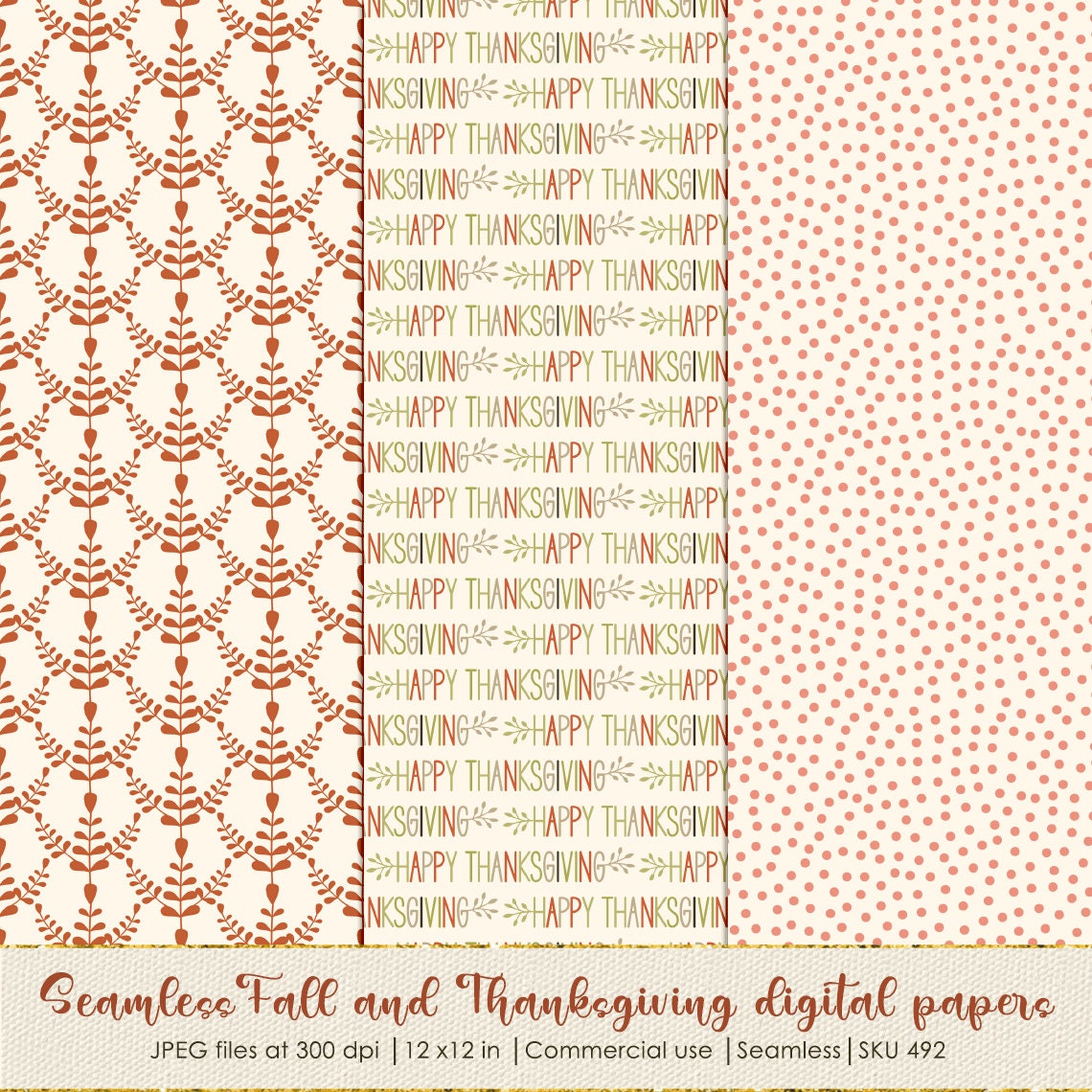 Seamless Folk Fall Digital Paper Thanksgiving Paper Fall - Etsy