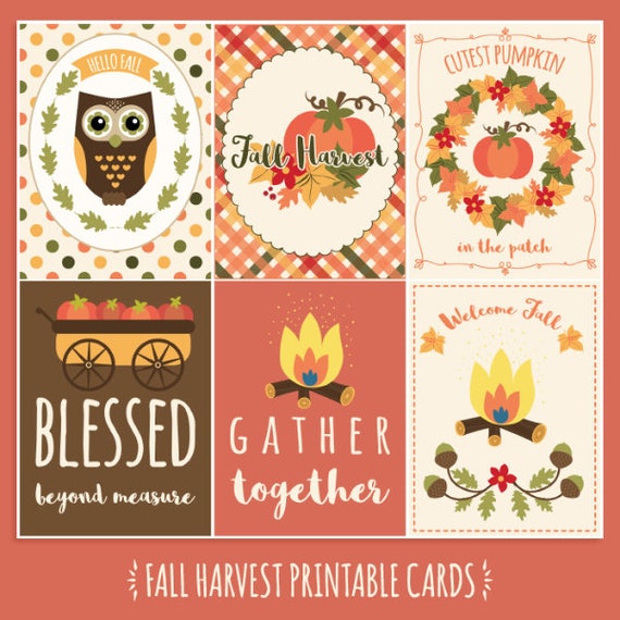Fall printable cards, Autumn printables, Fall 3x4 inch cards, Fall and ...