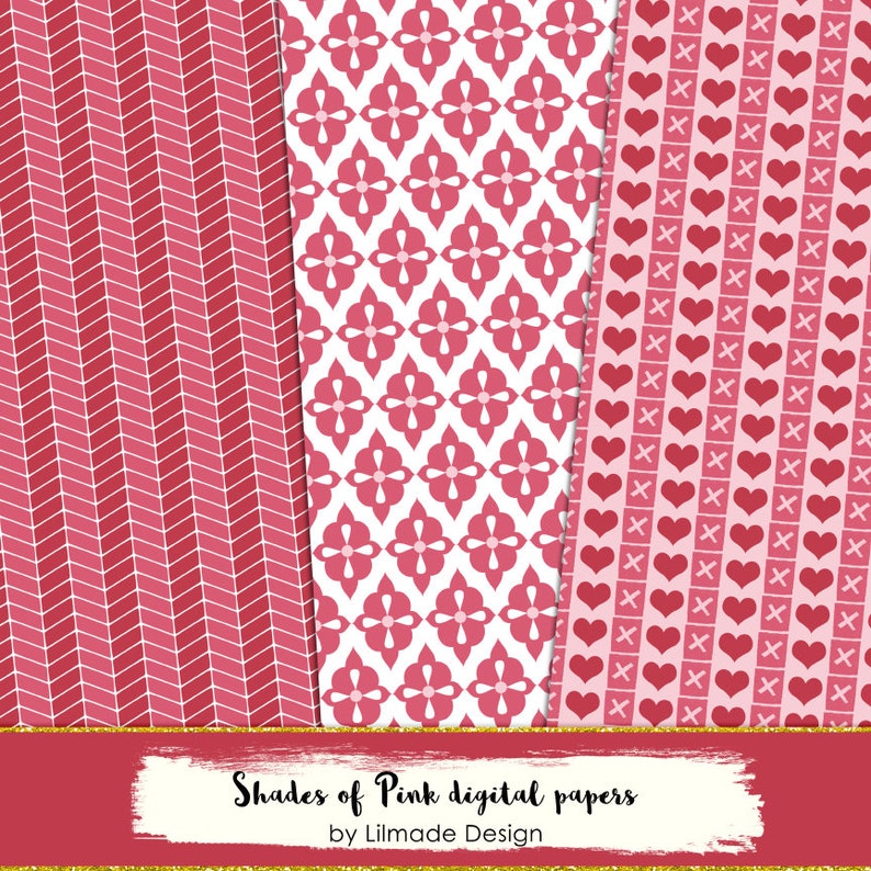 Valentine's Day Inspired Digital Paper, Shades of Pink Digital Paper ...