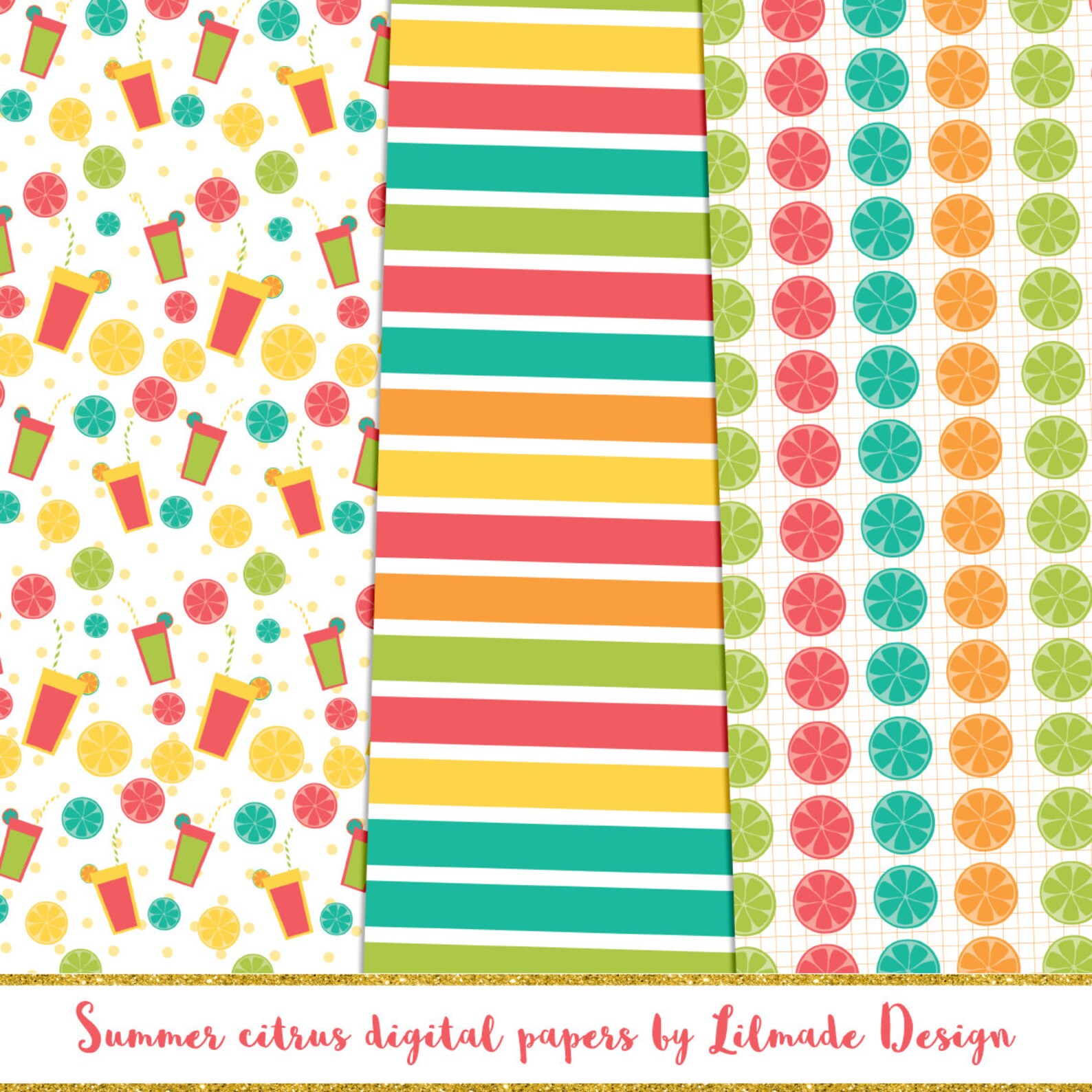 Summer Citrus Digital Paper Digital Scrapbook Papers Fruit - Etsy