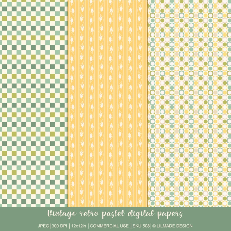 Retro Pastel Digital Paper Pack, Vintage Scrapbook Backgrounds (JPEG ...