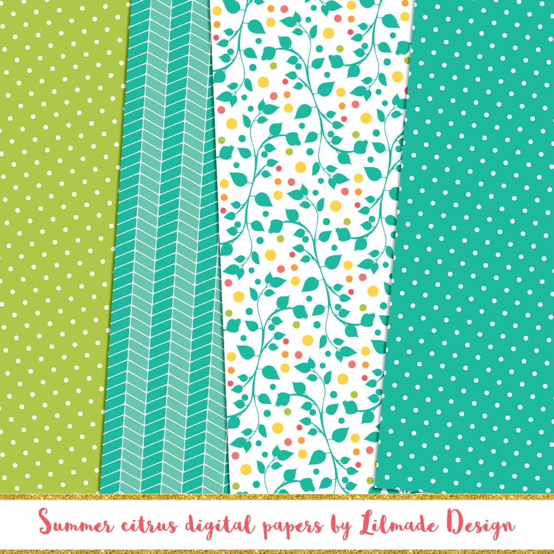 Summer Citrus Digital Paper Digital Scrapbook Papers Fruit - Etsy