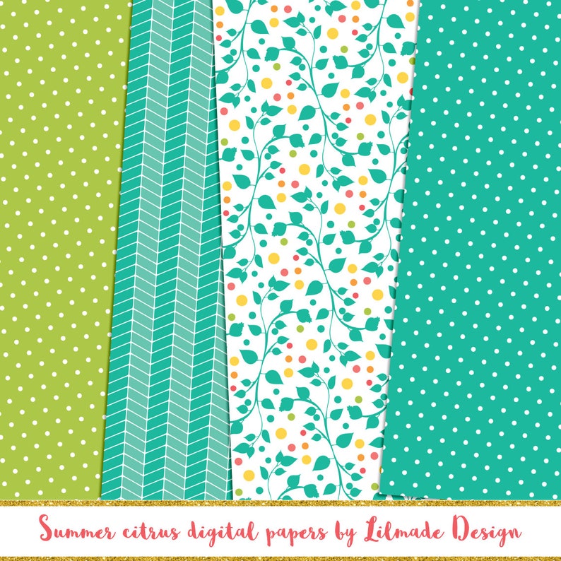 Summer Citrus Digital Paper Digital Scrapbook Papers Fruit - Etsy