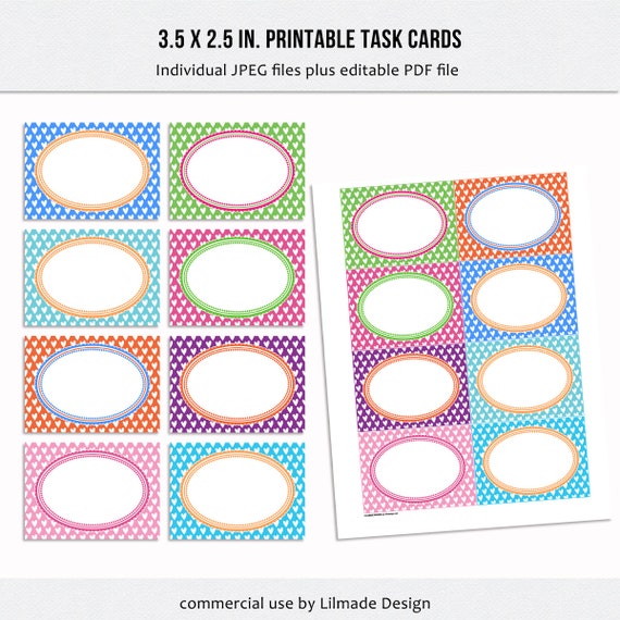 Printable task cards, printable labels, 3.5 x 2.5 inch labels in ...
