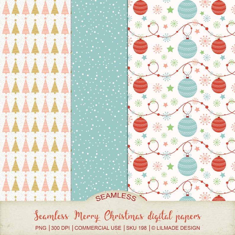 Seamless Christmas Digital Papers, Christmas Scrapbook Papers ...