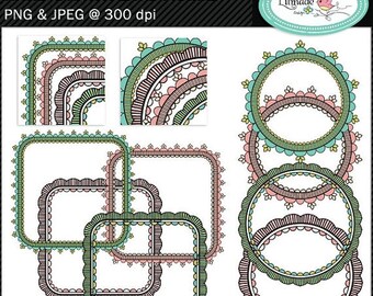 Whimsical Frame Clipart Digital Doodle Frames Hand Drawn