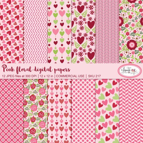 Valentine Digital Paper Valentine's Day Scrapbook Papers - Etsy
