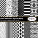 Black and White Digital Paper Featuring Stripe Paper, Spotty Pattern ...