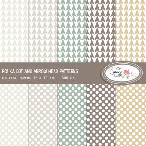 Polka Dot Digital Paper, Arrow Digital Paper, Scrapbook Paper ...