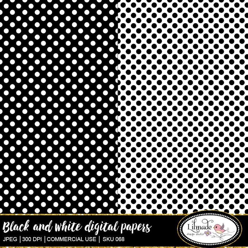 Black and White Digital Paper Featuring Stripe Paper Spotty - Etsy