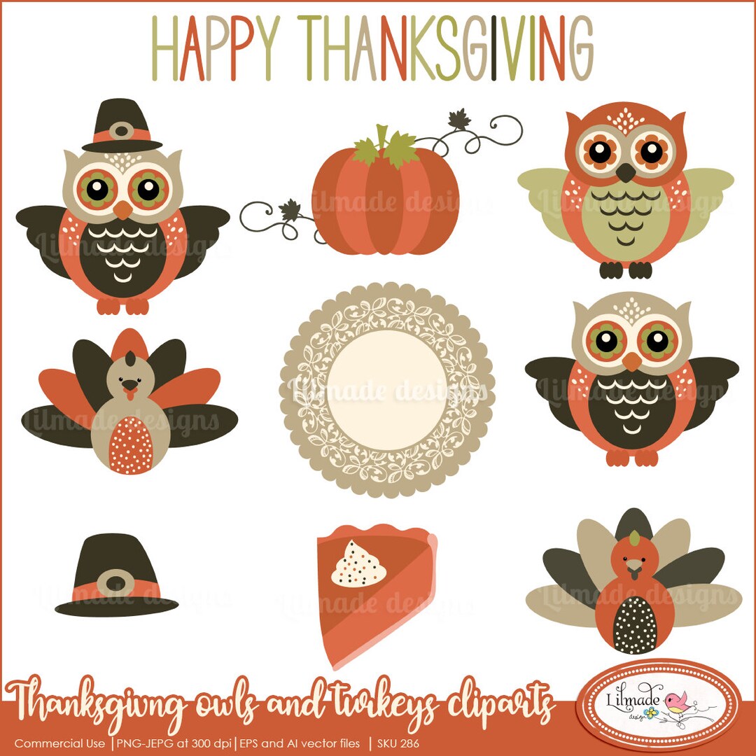 Happy Thanksgiving Clipart, Thanksgiving Vector Clipart, Folk ...