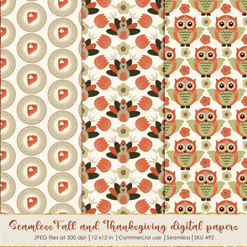 Seamless Folk Fall Digital Paper Thanksgiving Paper Fall | Etsy