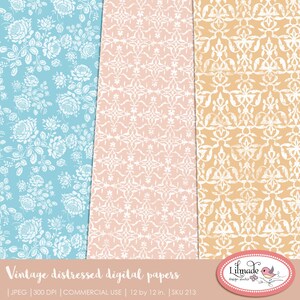 Lace Digital Paper, Vintage Paper, Damask, Distressed, Shabby ...