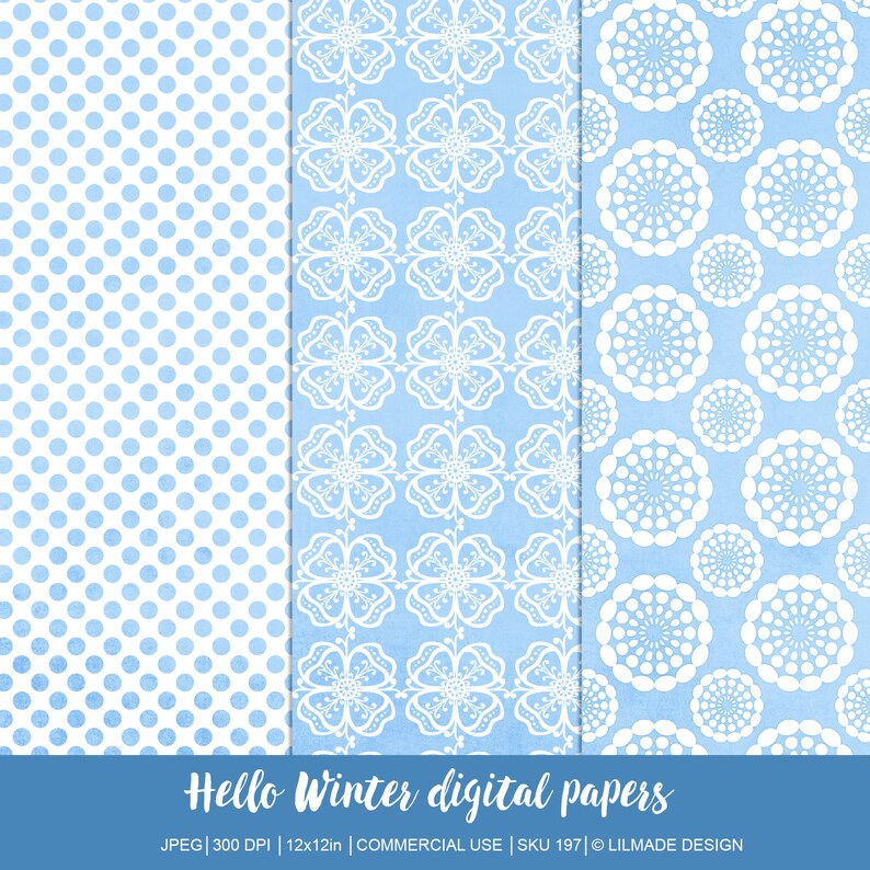 Winter Digital Paper Pack Snow Digital Paper Christmas - Etsy