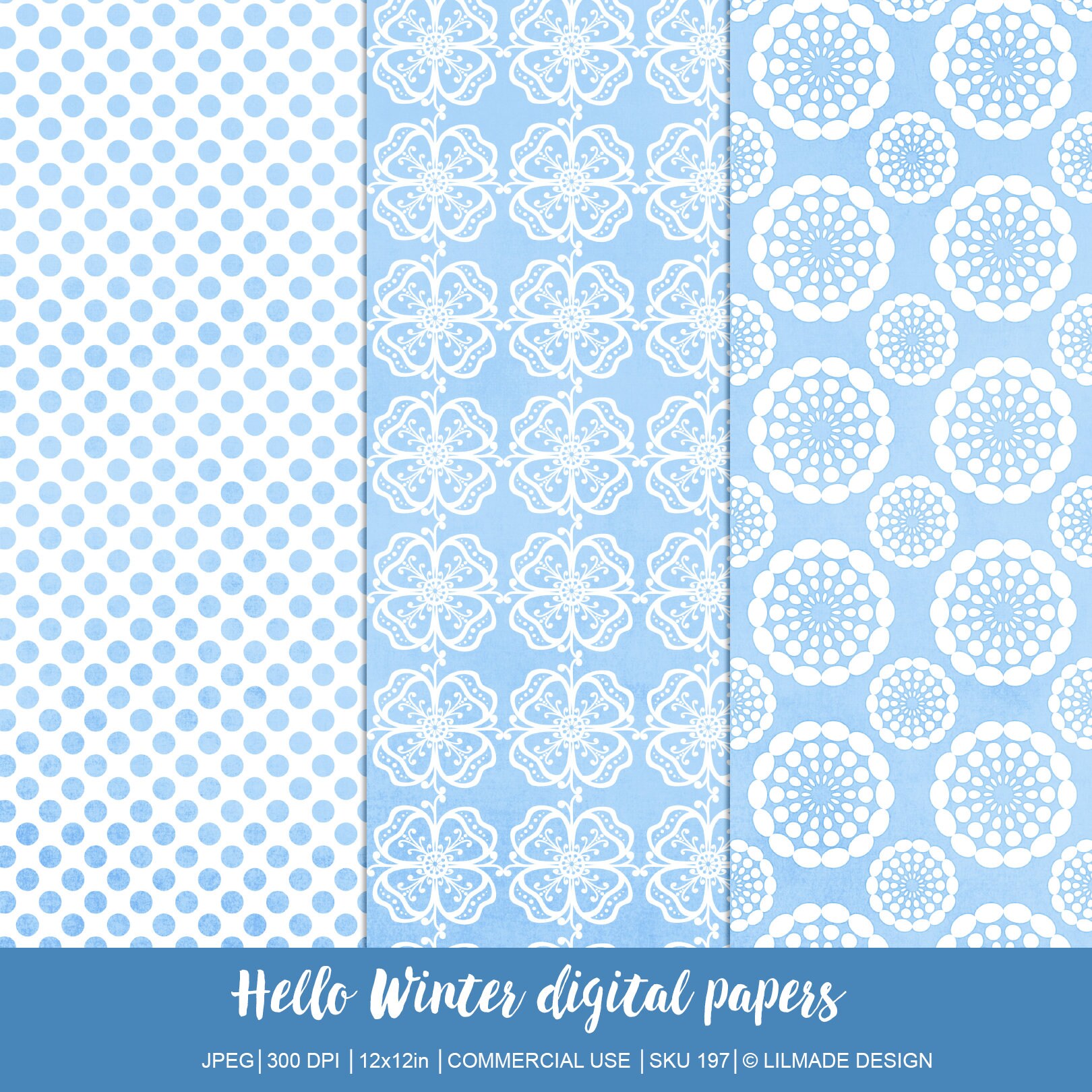 Winter Digital Paper Pack Snow Digital Paper Christmas - Etsy