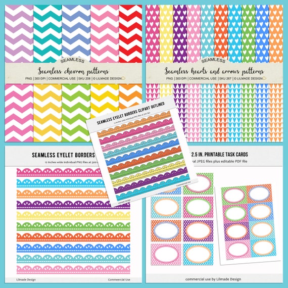 Graphic bundle for teachers, 30 seamless digital papers, 20 seamless ...