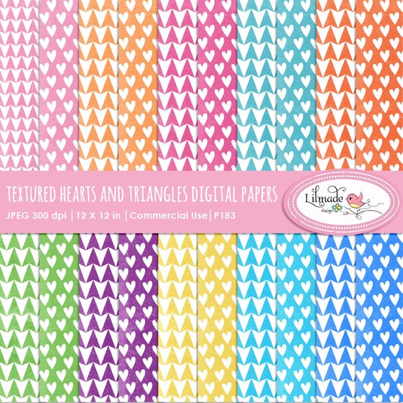 Textured digital paper featuring heart patterns and arrow head patterns ...