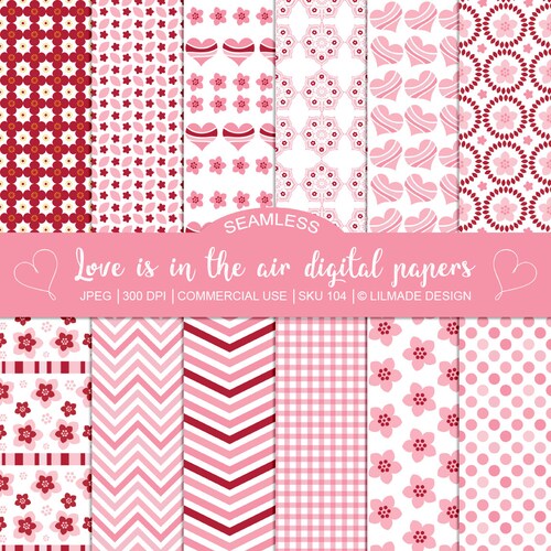 20 Red and Pink Valentine's Day Digital Paper Scrapbook - Etsy
