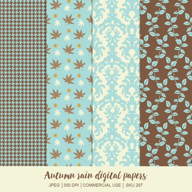 Fall Digital Paper, Damask Digital Paper, Houndstooth Digital Paper ...