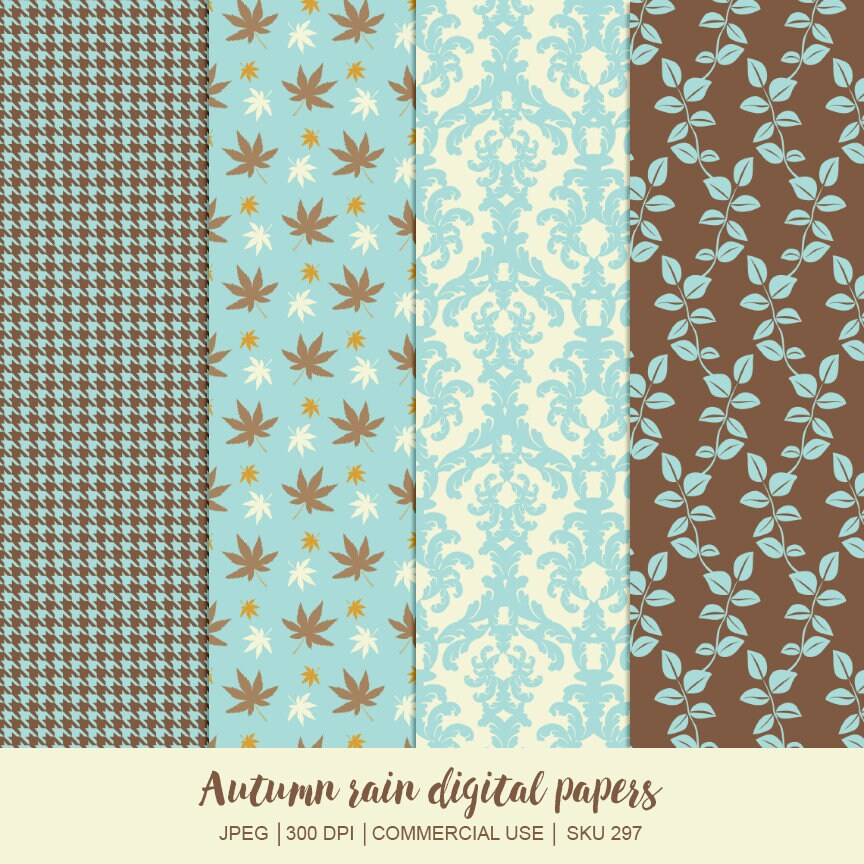 Fall Digital Paper, Damask Digital Paper, Houndstooth Digital Paper ...