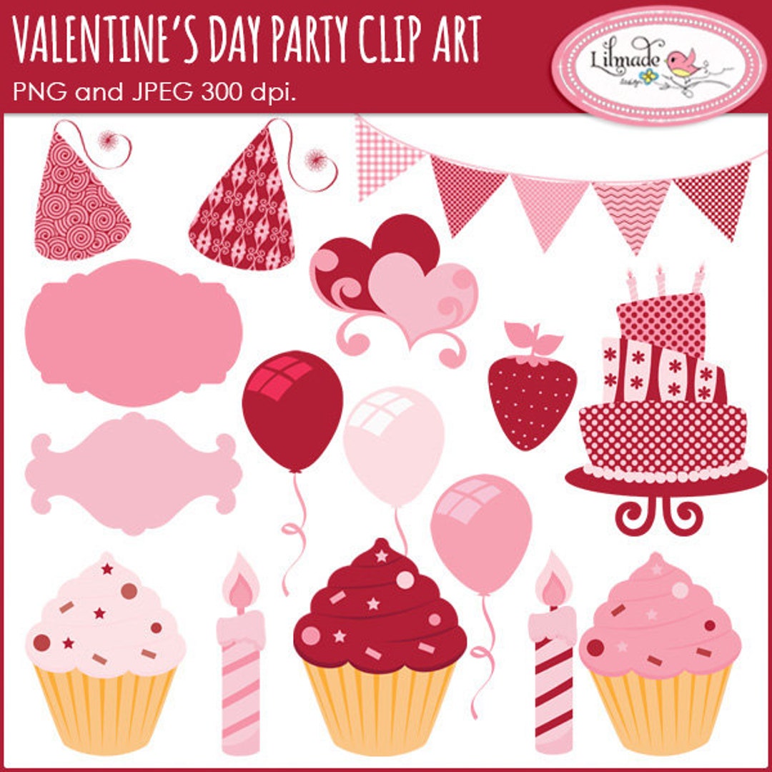 Valentine Clip Art Valentine's Day Party Clip Art Cake - Etsy