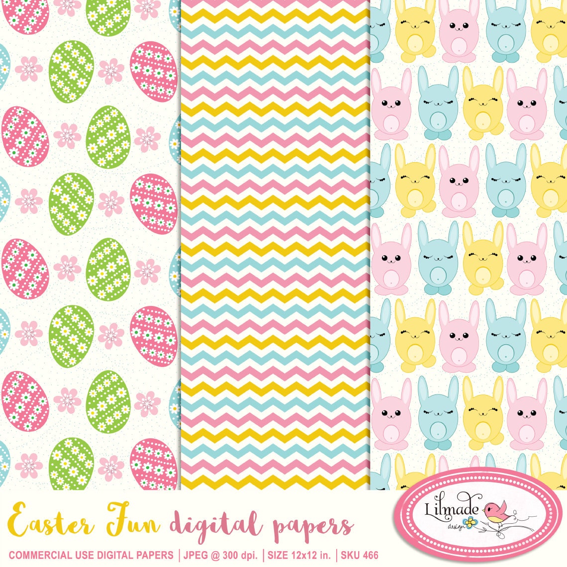 Easter digital papers Easter bunny Easter chick Easter | Etsy