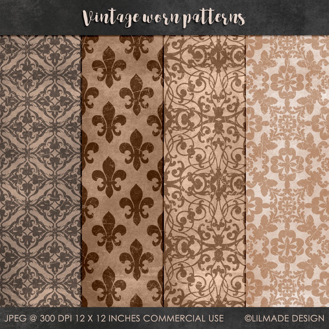 Vintage Digital Paper and Overlays, Vintage Worn Paper Overlay ...