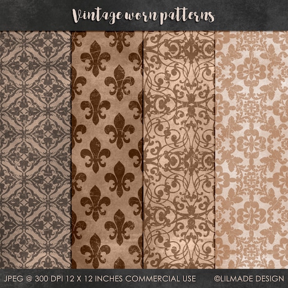 Vintage digital paper and overlays, vintage worn paper overlay ...